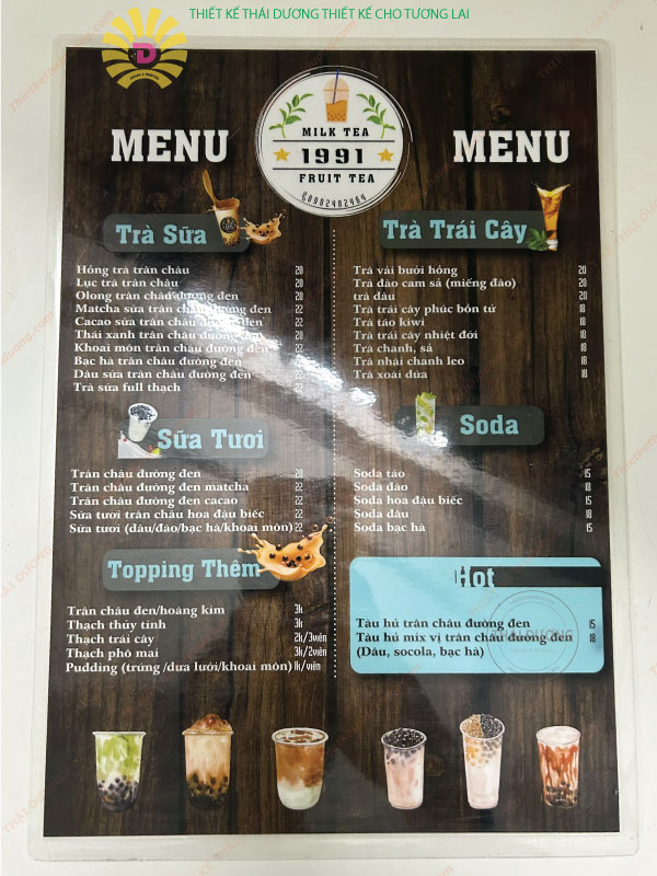 Thiết kế menu trà sữa - Thiết Kế Thái Dương
